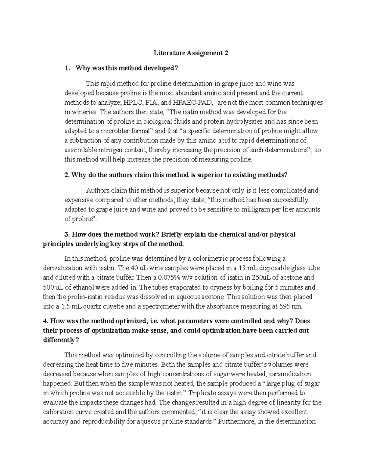 VEN123 Lit Assignmetn #2 - Literature Assignment 2 Why was this method developed? This rapid ...