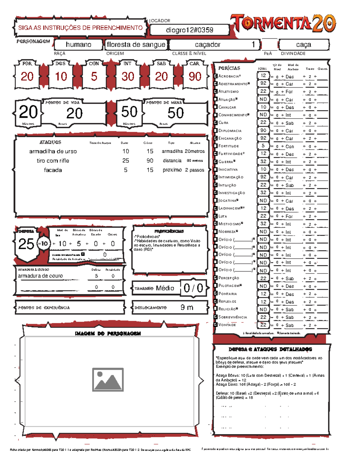 Ficha T20 Area de RPG - DASDASDASDASDASDSADASDASAS - / 10 Mod. de ...