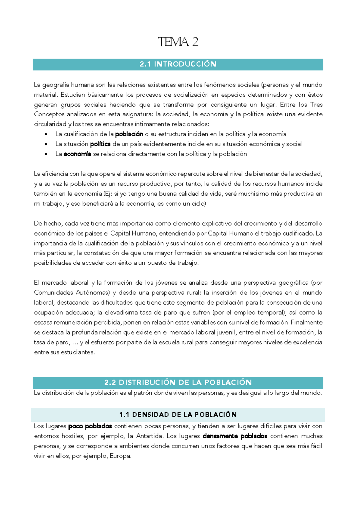 TEMA 2 - carmen peligros - TEMA 2 2 INTRODUCCIÓN La geografía humana ...