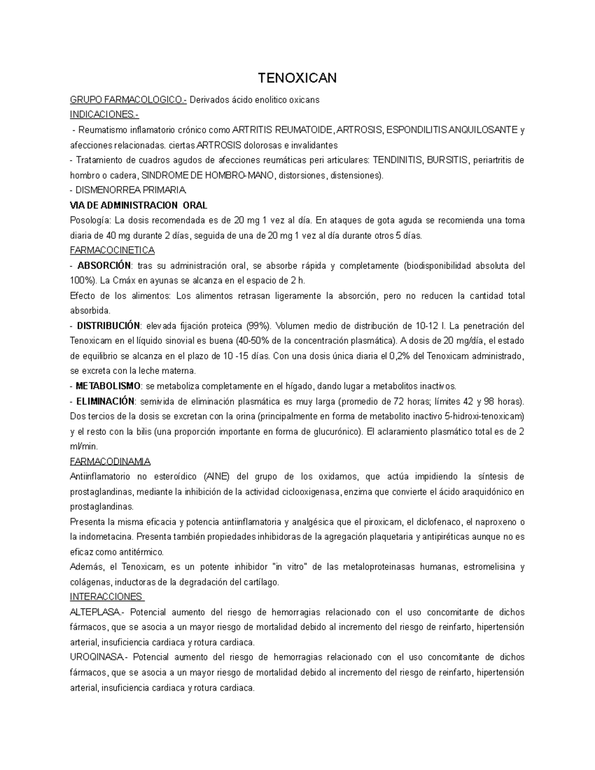 Tenoxican - Farmacologia descripción del LADME - TENOXICAN GRUPO ...