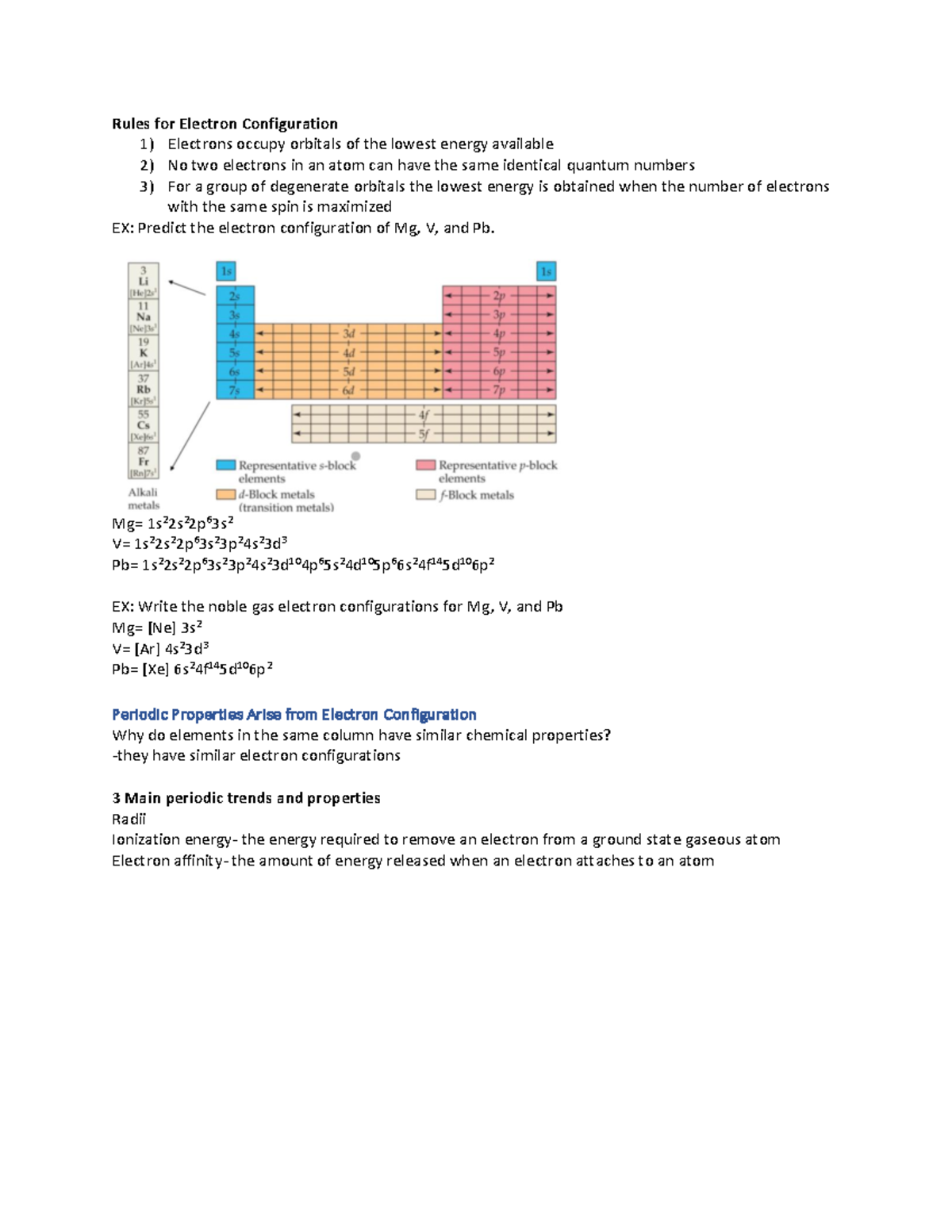 Gen Chem Notes 6 - Rules for Electron Configuration 1) Electrons occupy ...