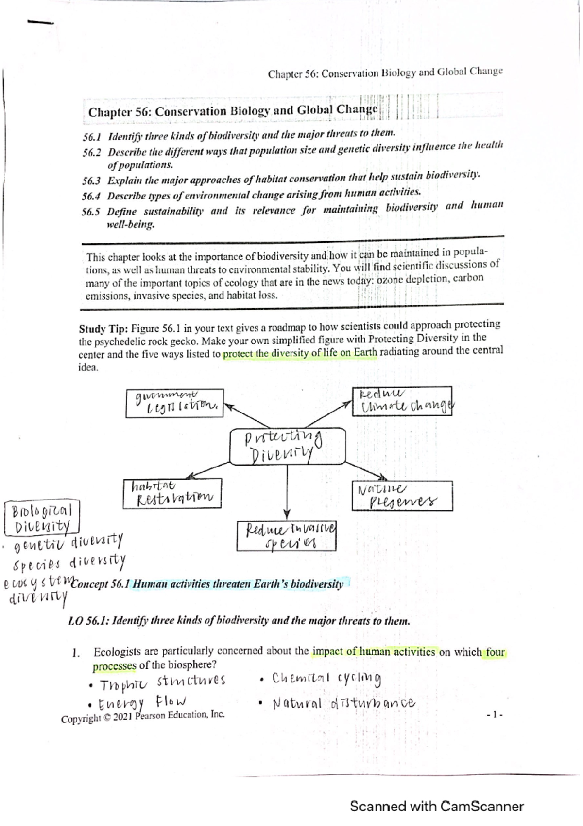 Chapt 56 notes - Conservation biology and climate change - BIOL_SCI 201 ...