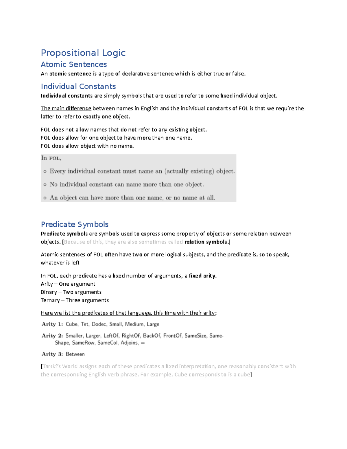 Content - Chapter Summary - Propositional Logic Atomic Sentences An atomic sentence is a type of ...
