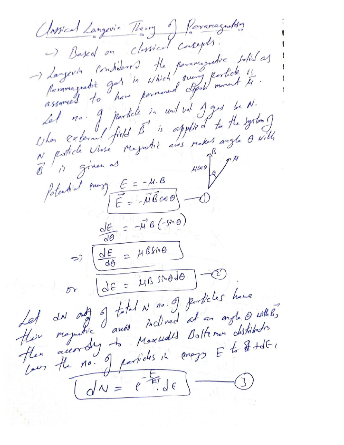 Paramagnetic material - Classical Langevin Theory of Paramagnation ...