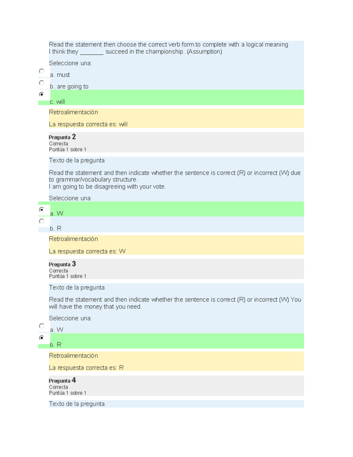 Assignment 1 Questionnaire U1 - Read the statement then choose the correct verb form to complete ...
