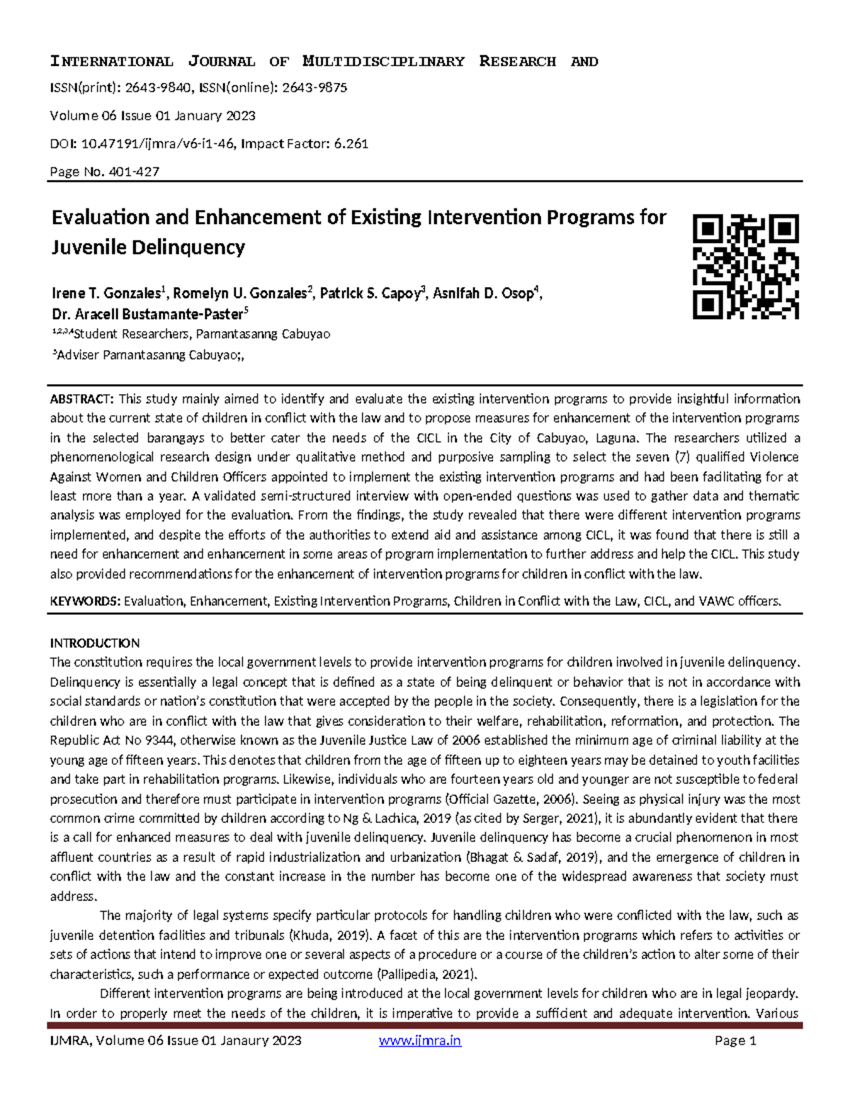 46 - research paper on juvenile delinquent - INTERNATIONAL JOURNAL OF ...