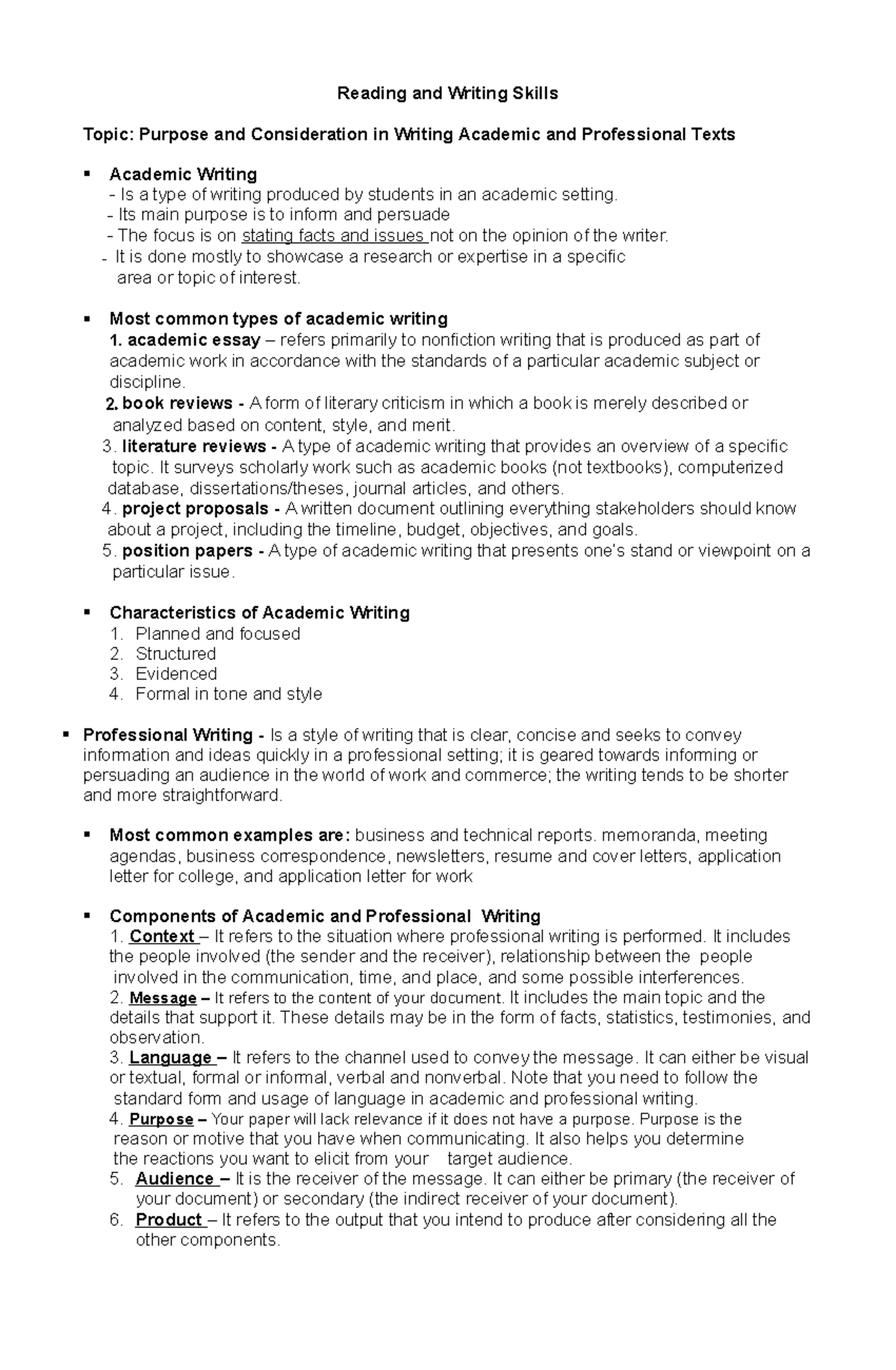 CN Purpose Consideration in Academic Professional Texts - Reading and ...