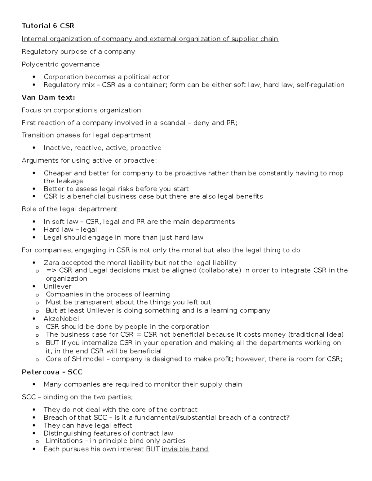 Tutorial 6 CSR - Samenvatting Corporate Social Responsibility ...