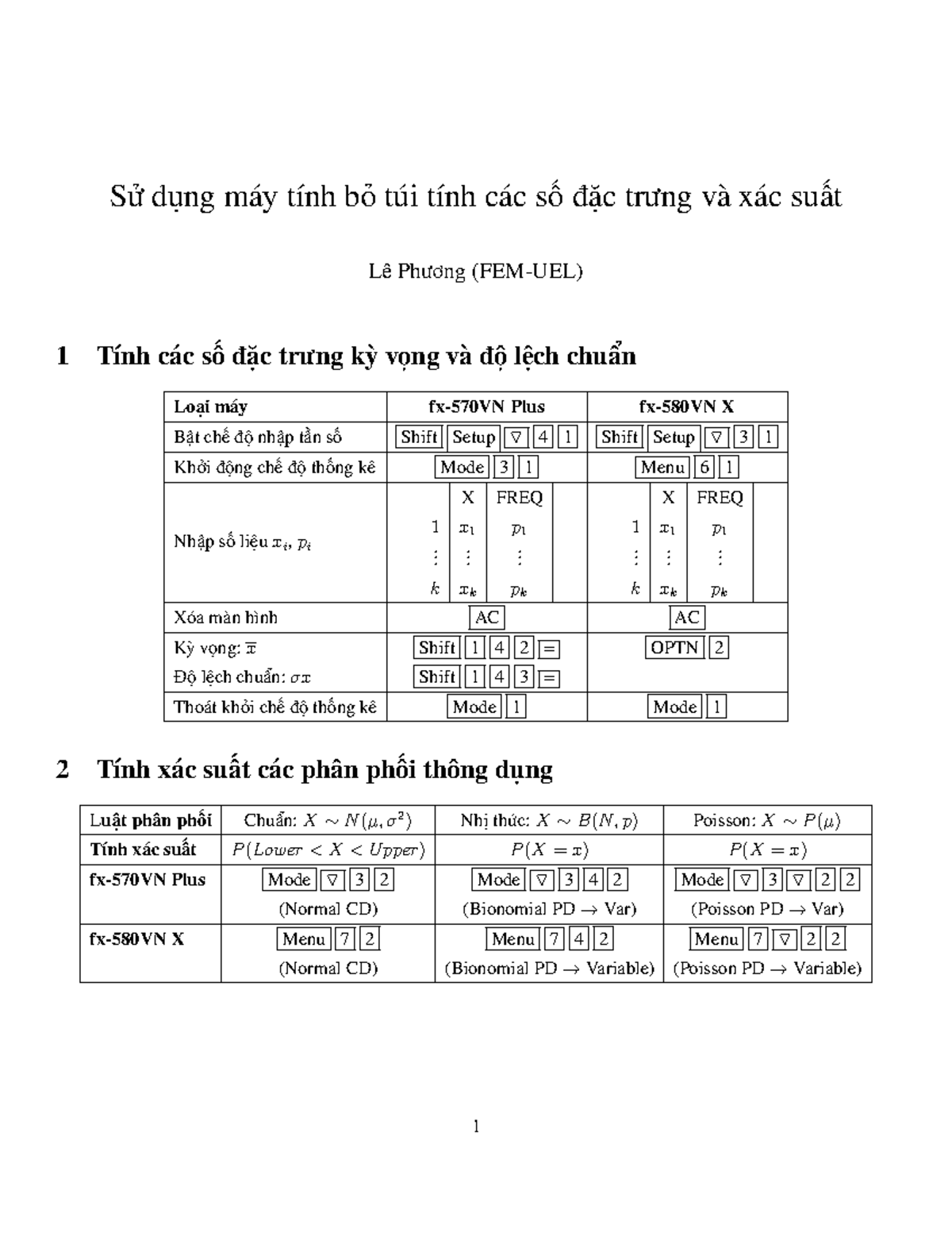 Calculator - abc - Sử dụng máy tính bỏ túi tính các số đặc trưng và xác ...