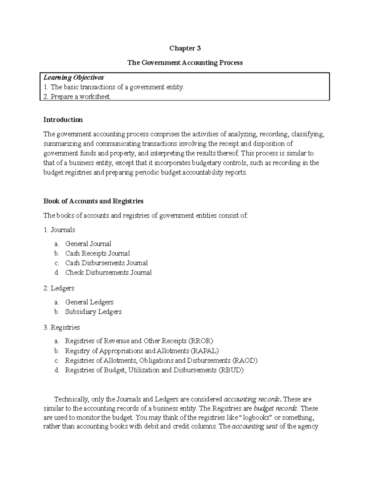 Module 3 Government Accounting - Chapter 3 The Government Accounting ...