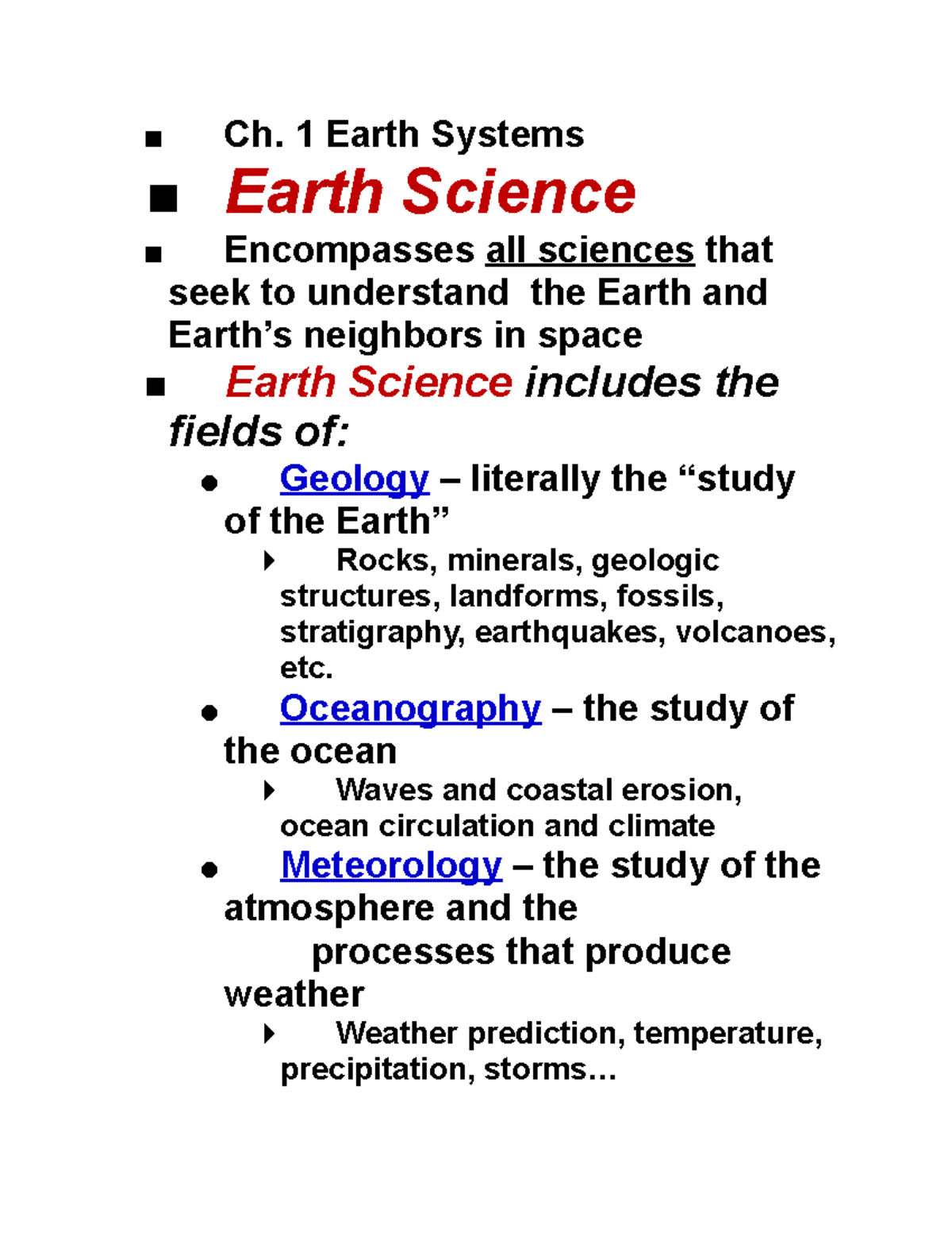 Ch 1 - Dr. Alivia Allison's earth science course, and here are my ...