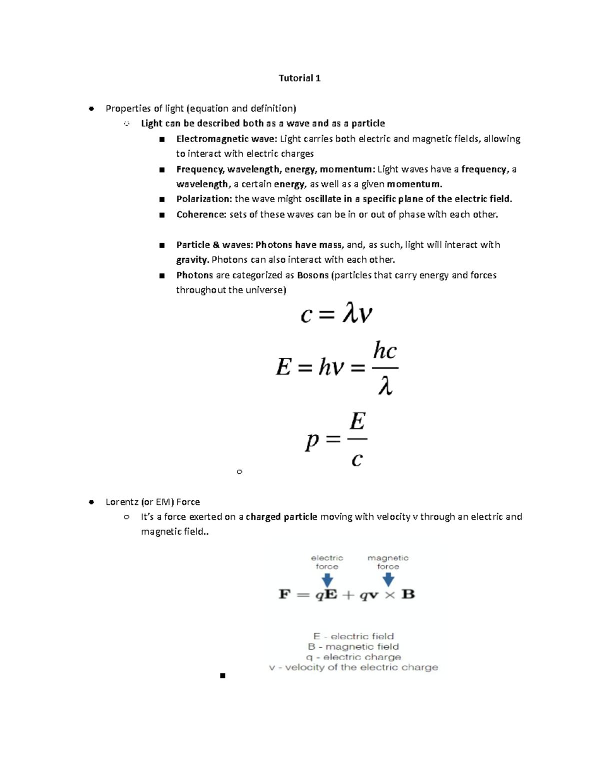 Untitled document - ...... - Tutorial 1 Properties of light (equation ...