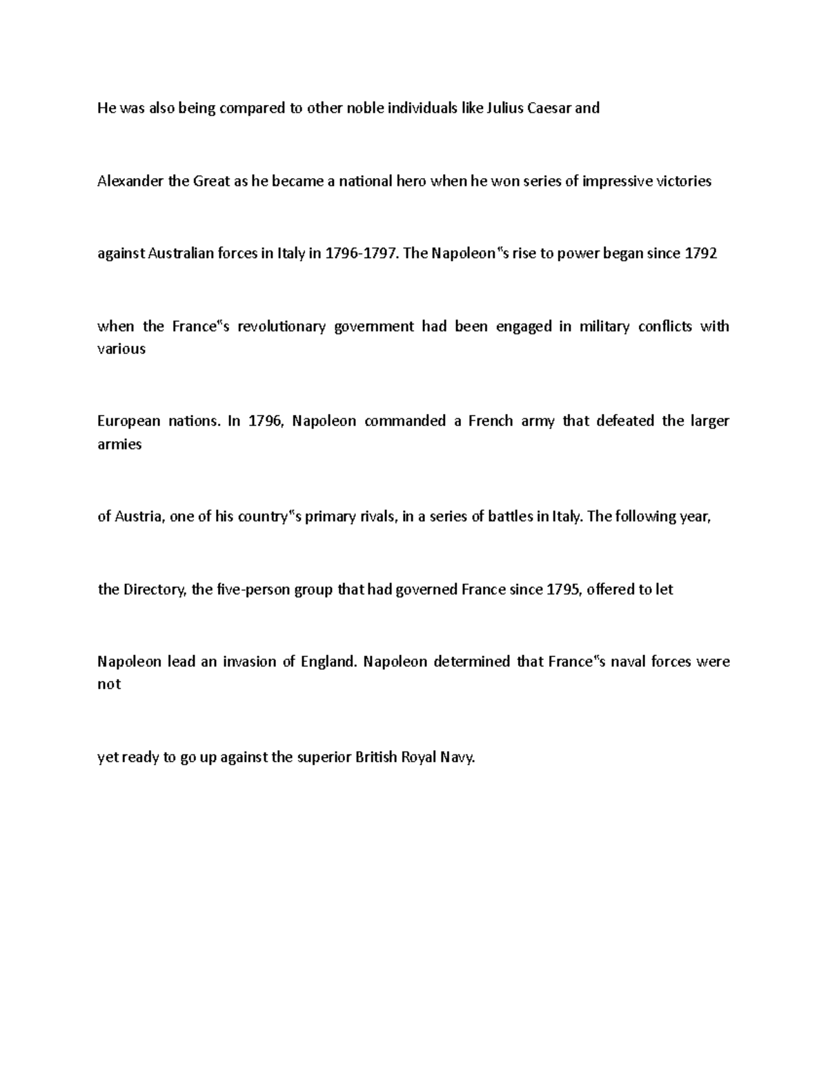 History Assignment 26 - He was also being compared to other noble ...