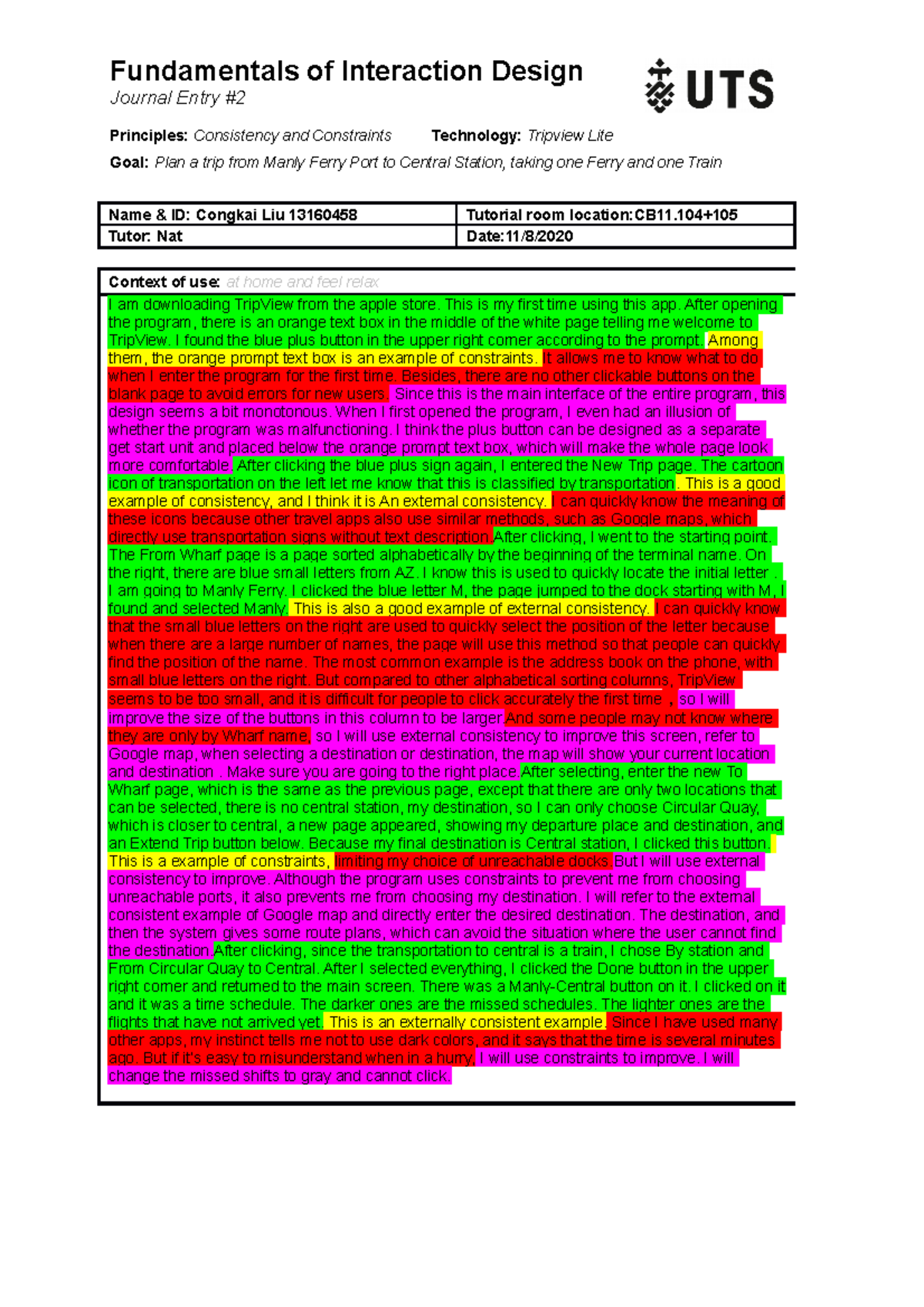 tut work from university of technology sydney - Fundamentals of ...