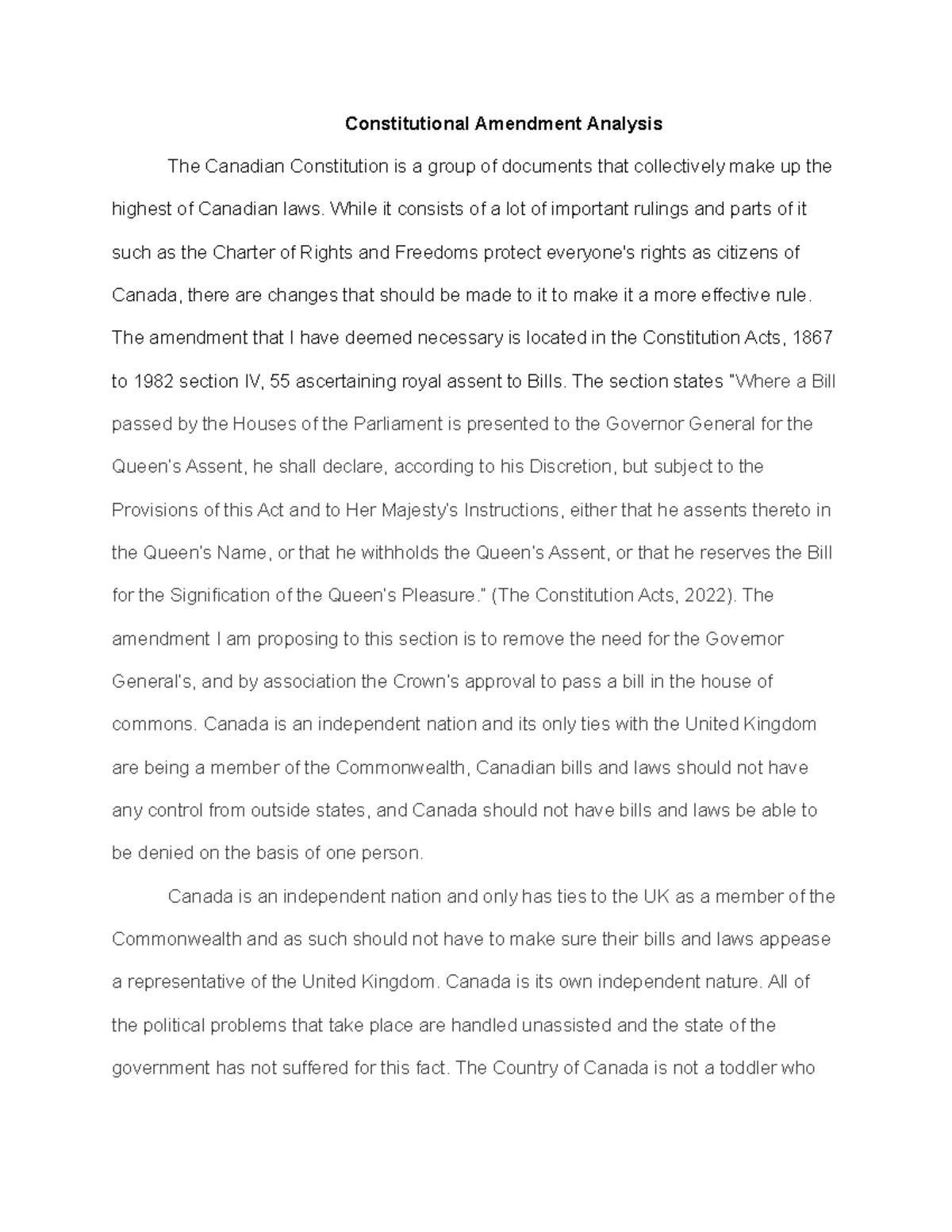 Constitutional Analysis Assignment - Constitutional Amendment Analysis ...
