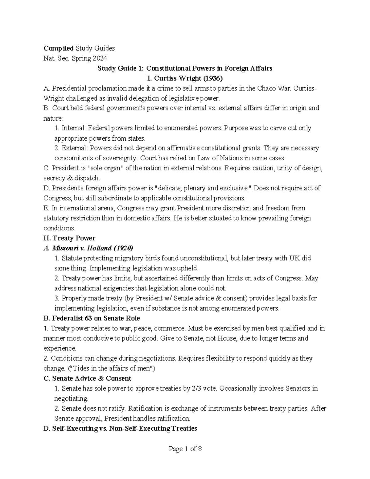 National Security 2024 Outline - Compiled Study Guides Nat. Sec. Spring ...