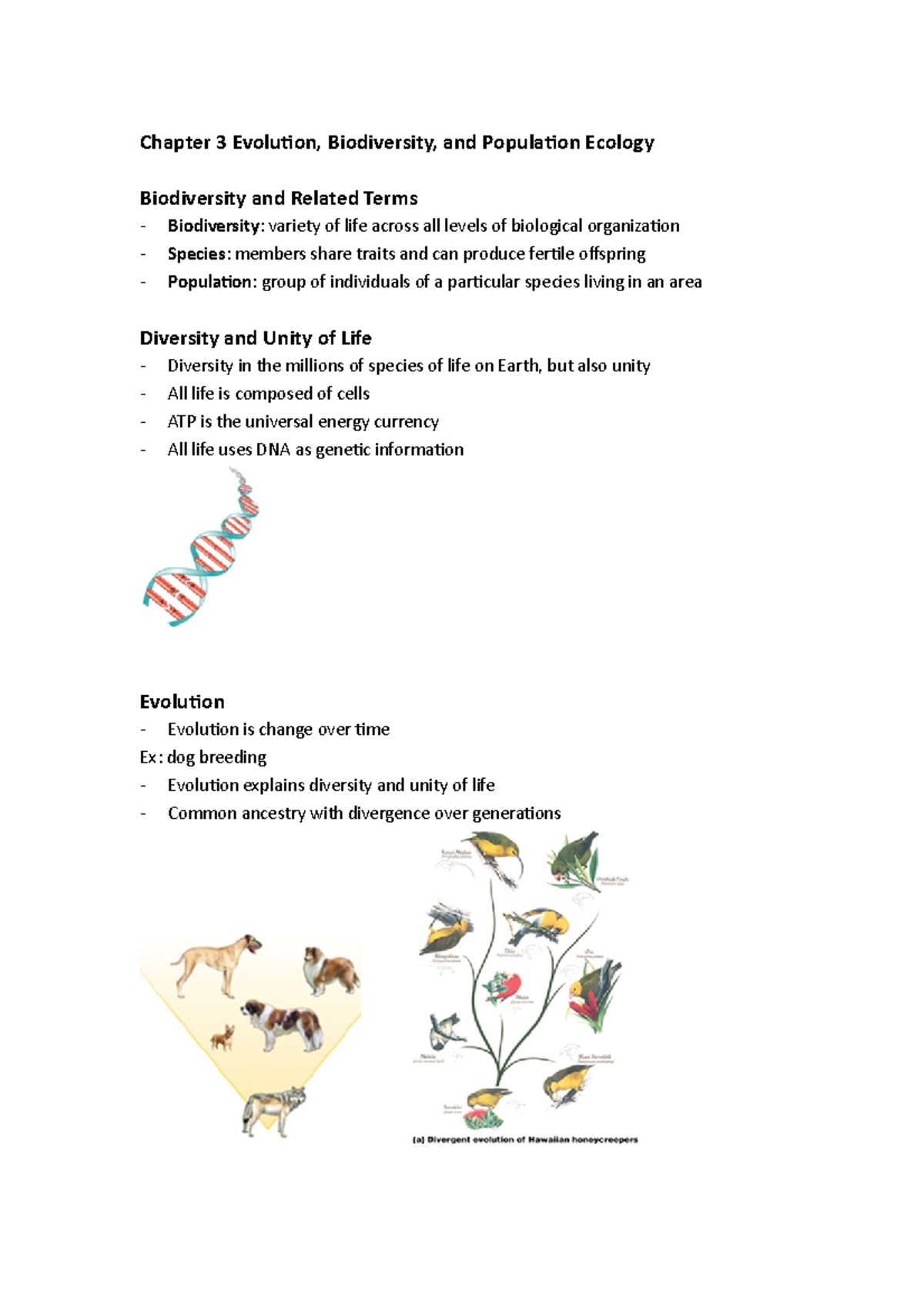 Lecture notes, lecture 3 - Chapter 3 Evolution, Biodiversity, and ...
