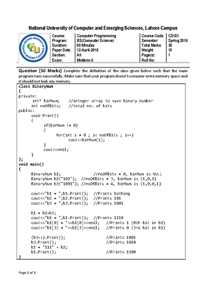 Sessional I solution - Question 1 [4 + 4 + 3 + 4 = 15 Marks ...