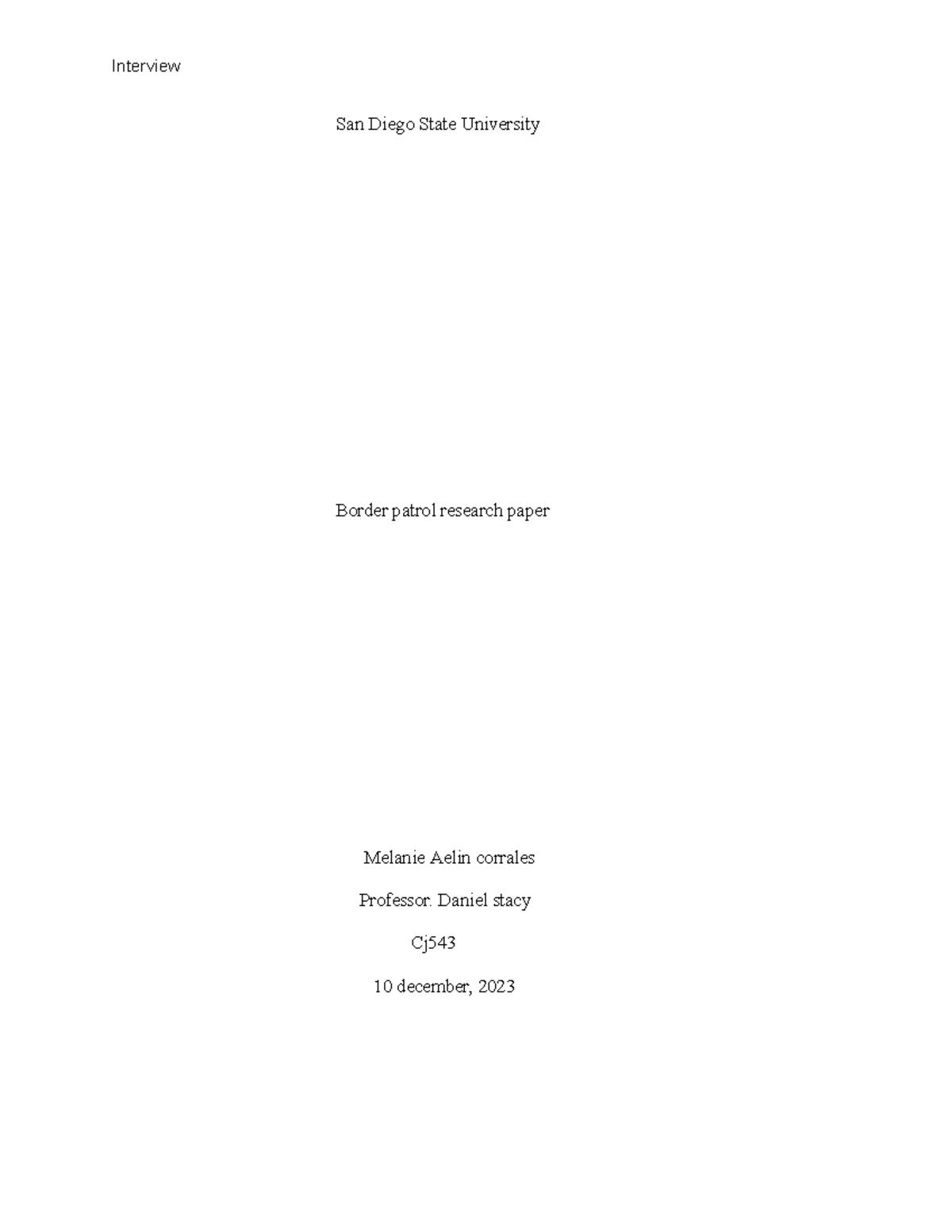 Cj543 research paper border patrol - San Diego State University Border ...