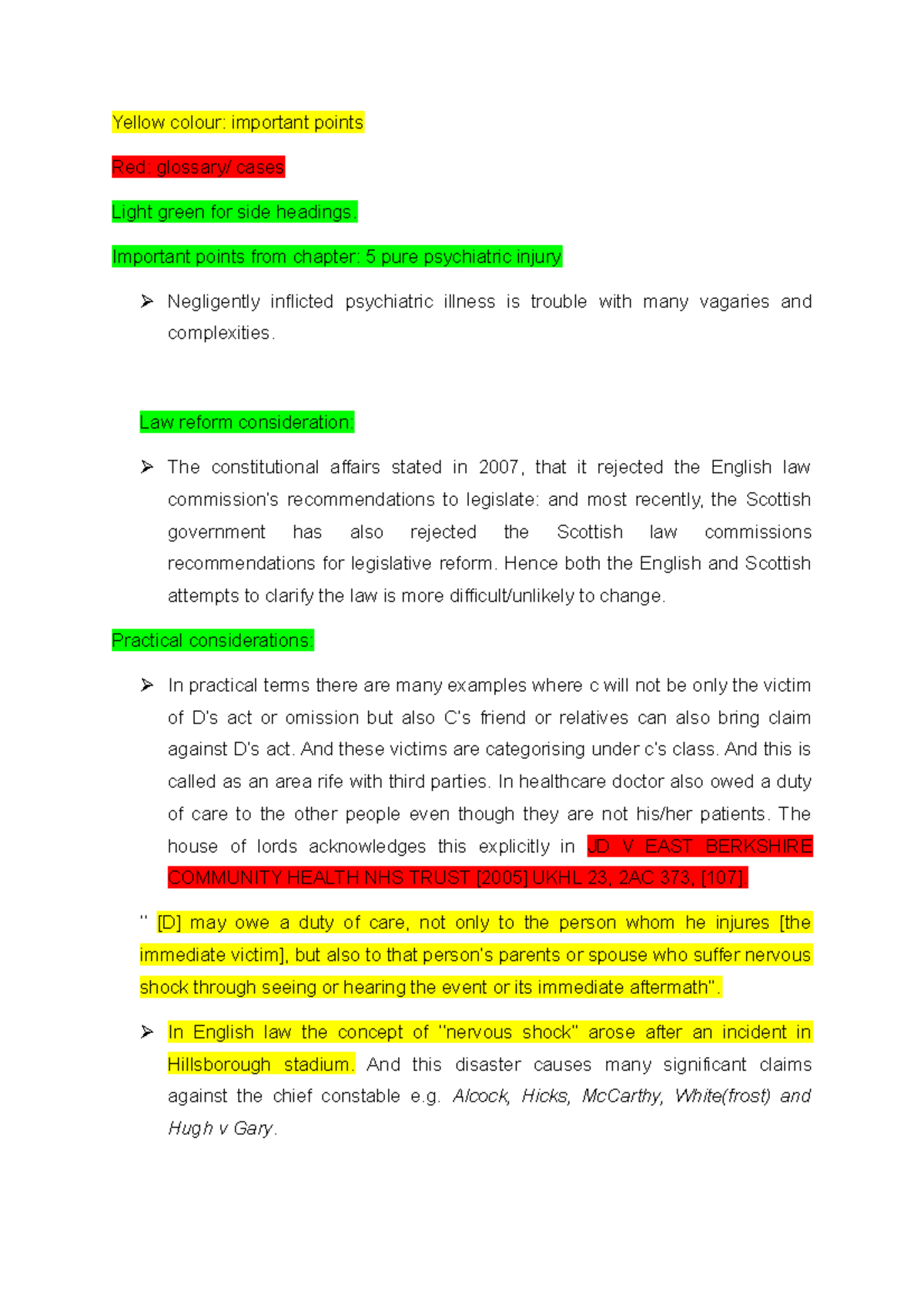 tort law practice notes - Yellow colour: important points Red: glossary ...