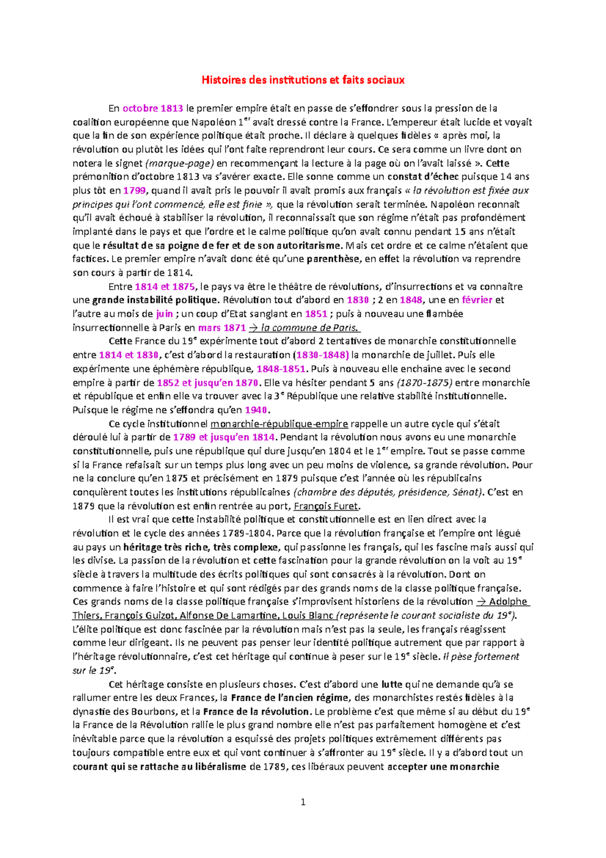 Histoire des institutions et des faits sociaux - Histoires des ...