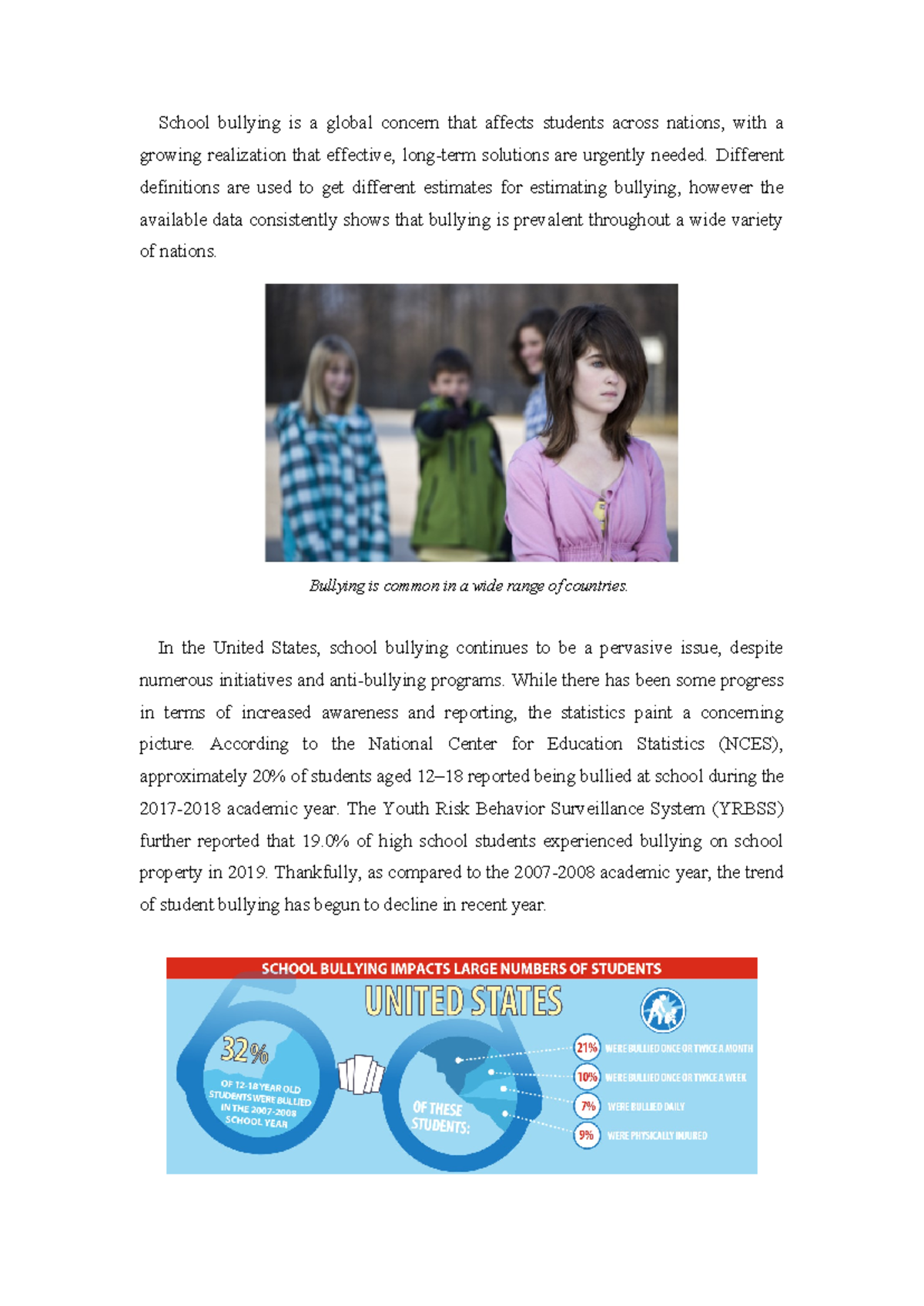 School bullying - Project - School bullying is a global concern that ...