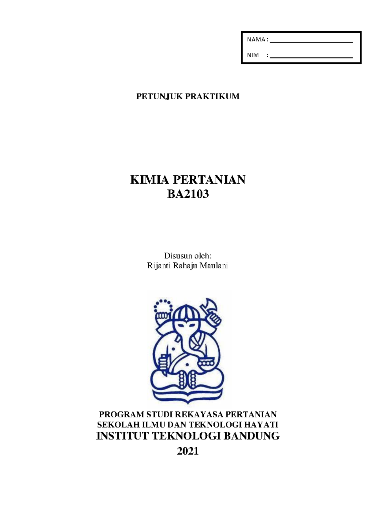 Modul Praktikum Kimper RP - PETUNJUK PRAKTIKUM KIMIA PERTANIAN BA ...