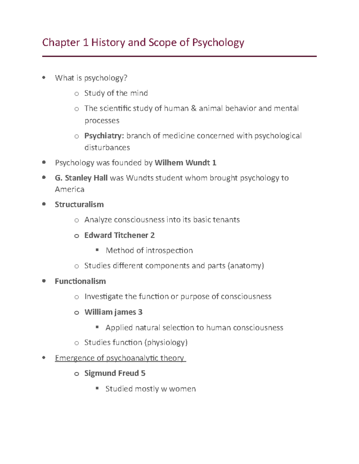 Chapter 1 History and Scope of Psychology - Chapter 1 History and Scope ...