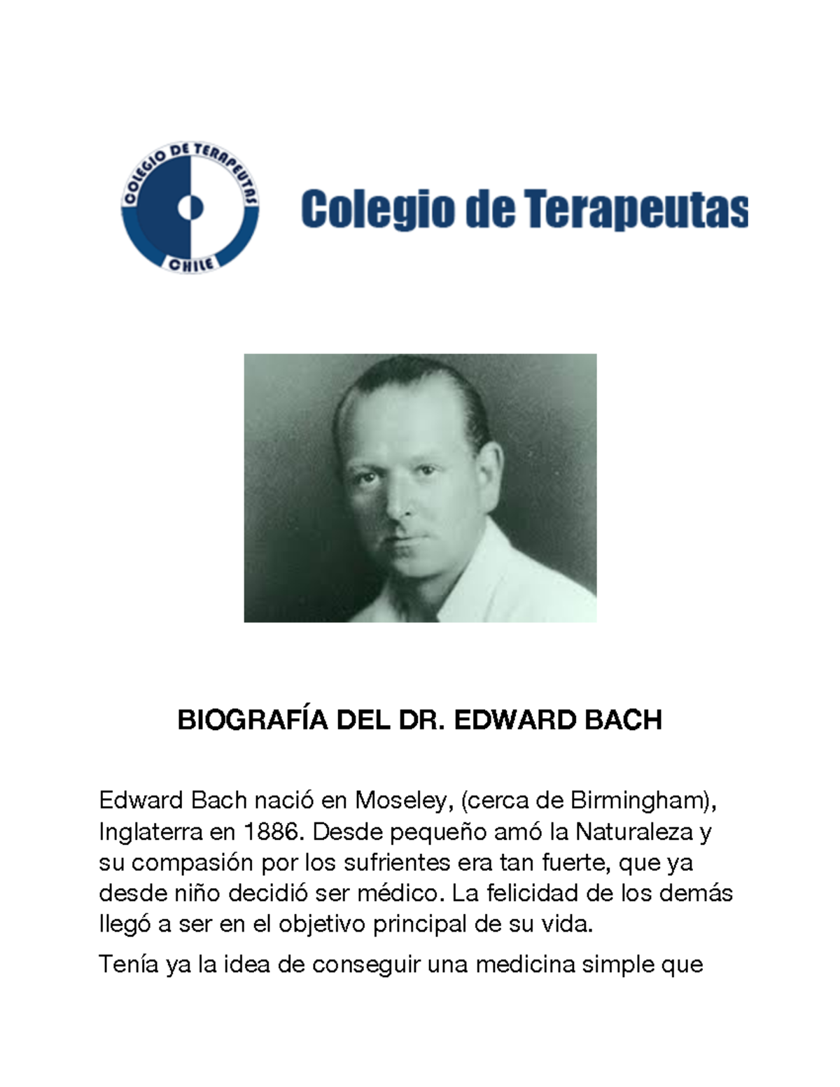 Descargable 2. BiografíA DR. BACH - BIOGRAFÍA DEL DR. EDWARD BACH ...