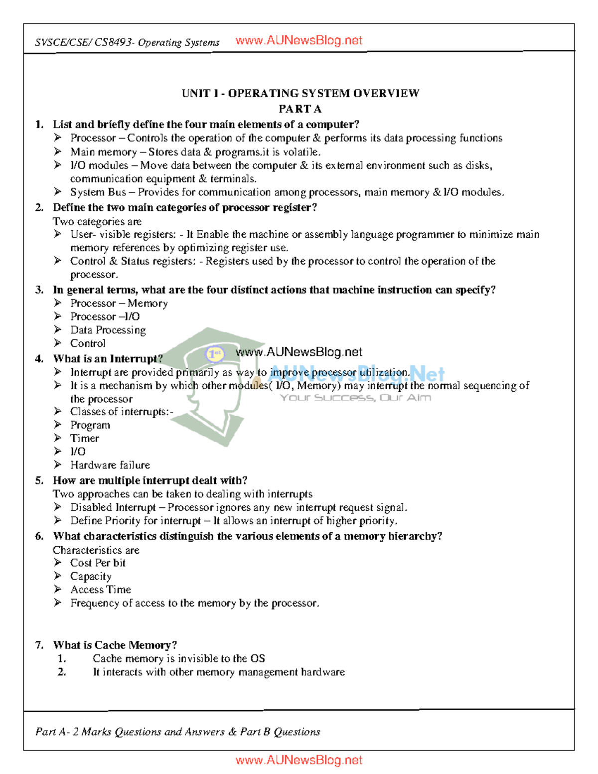 CS8493-2marks - Lecture notes 1 - SVSCE/CSE/ CS8493- Operating Systems ...