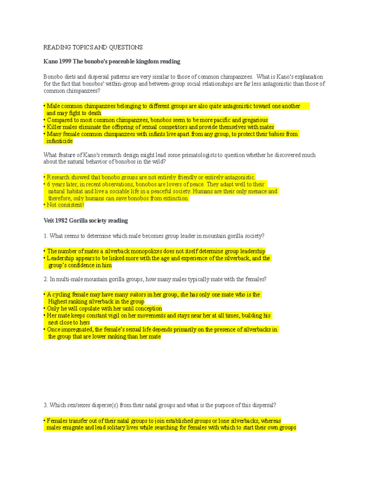 Anthro 301 Primate Behavior Summer 8-10 Reading Material - READING ...
