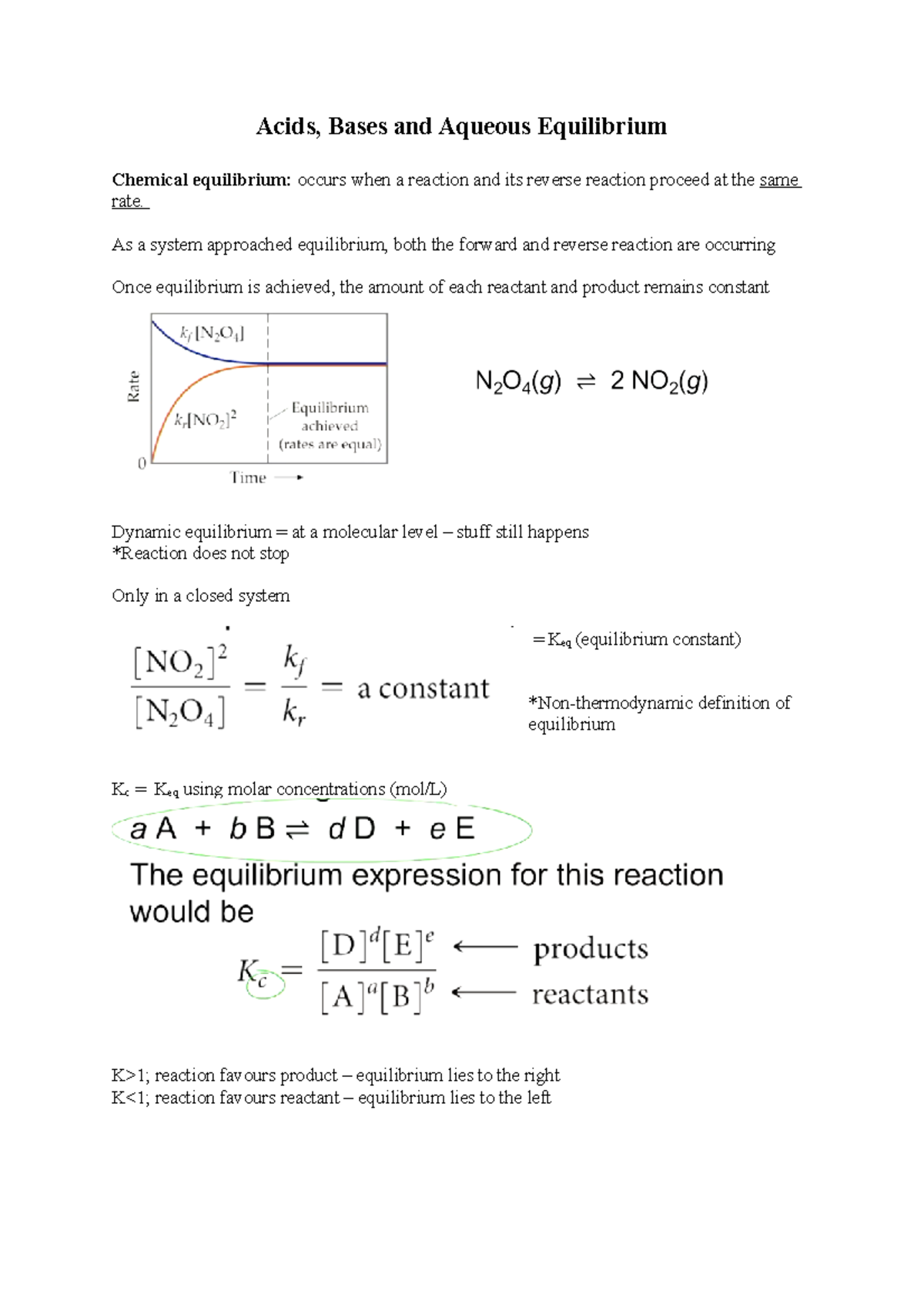 3. Acids, Bases and Equilibria - Acids, Bases and Aqueous Equilibrium ...