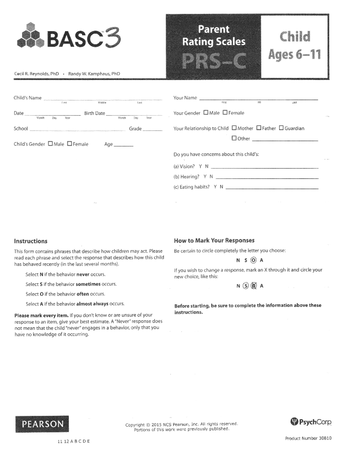 BASC-III (Ages 06-11) - very useful - Child Psychology - Studocu