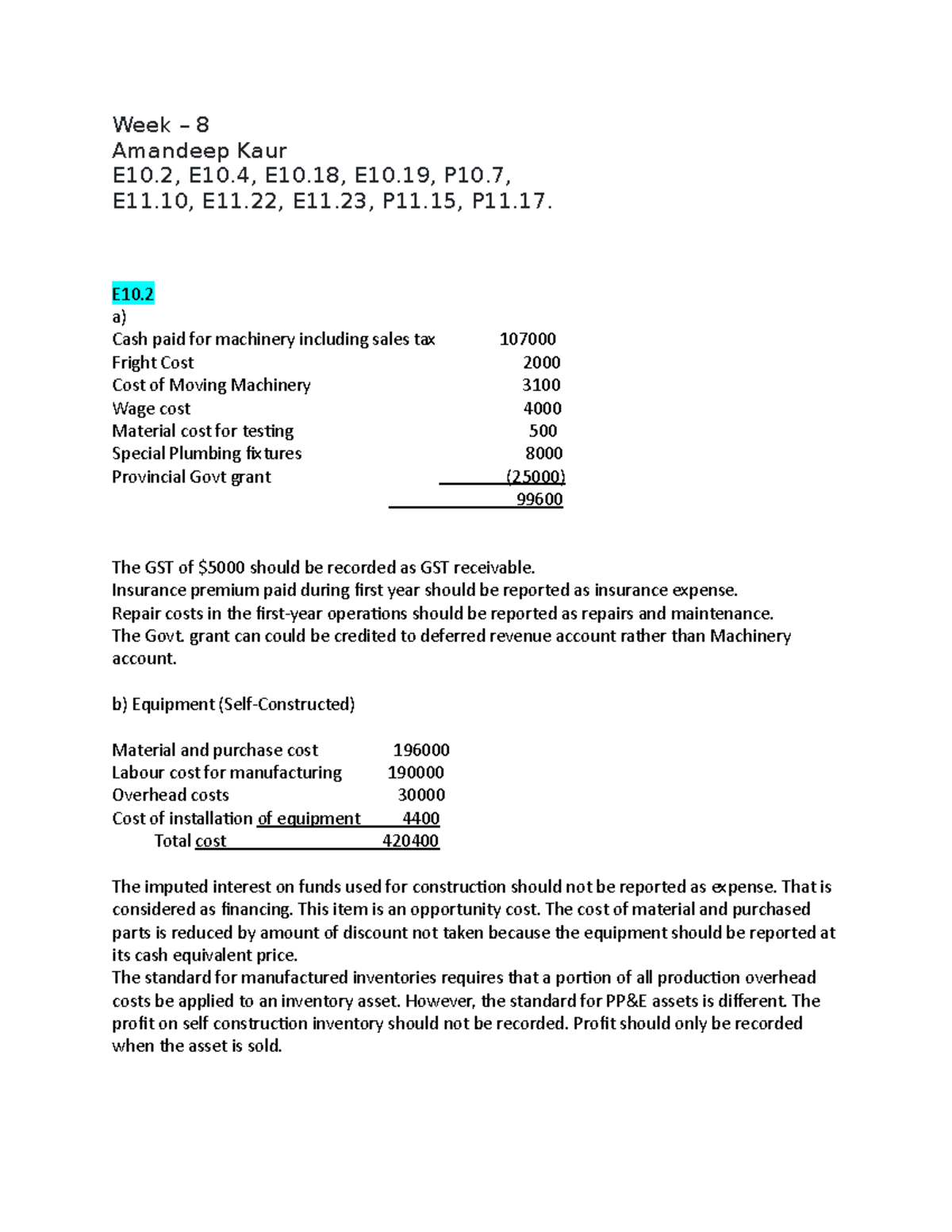 Week-8 Assignment - Week – 8 Amandeep Kaur E10, E10, E10, E10, P10, E11 ...