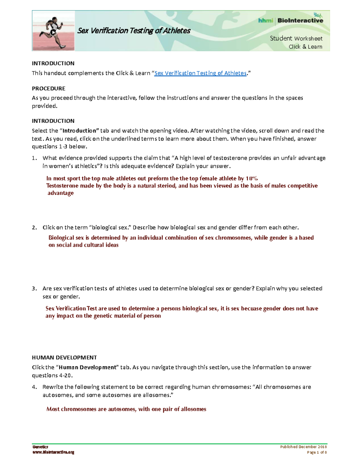 Ch4 Sex Verification-Student WS-CL - Genetics Published December 2018 ...