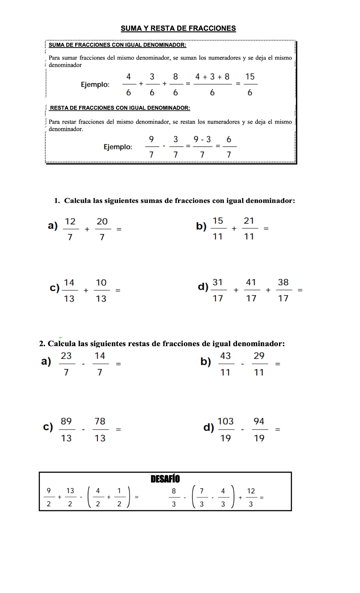 Suma y resta de fracciones - ALGEBRA 2 - Studocu