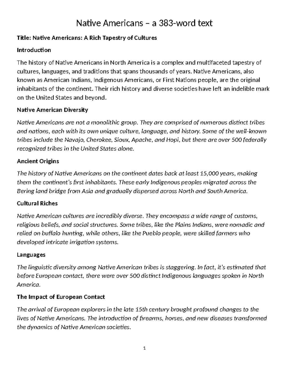 2 - Native Americans - Ss - Native Americans – a 383-word text Title ...