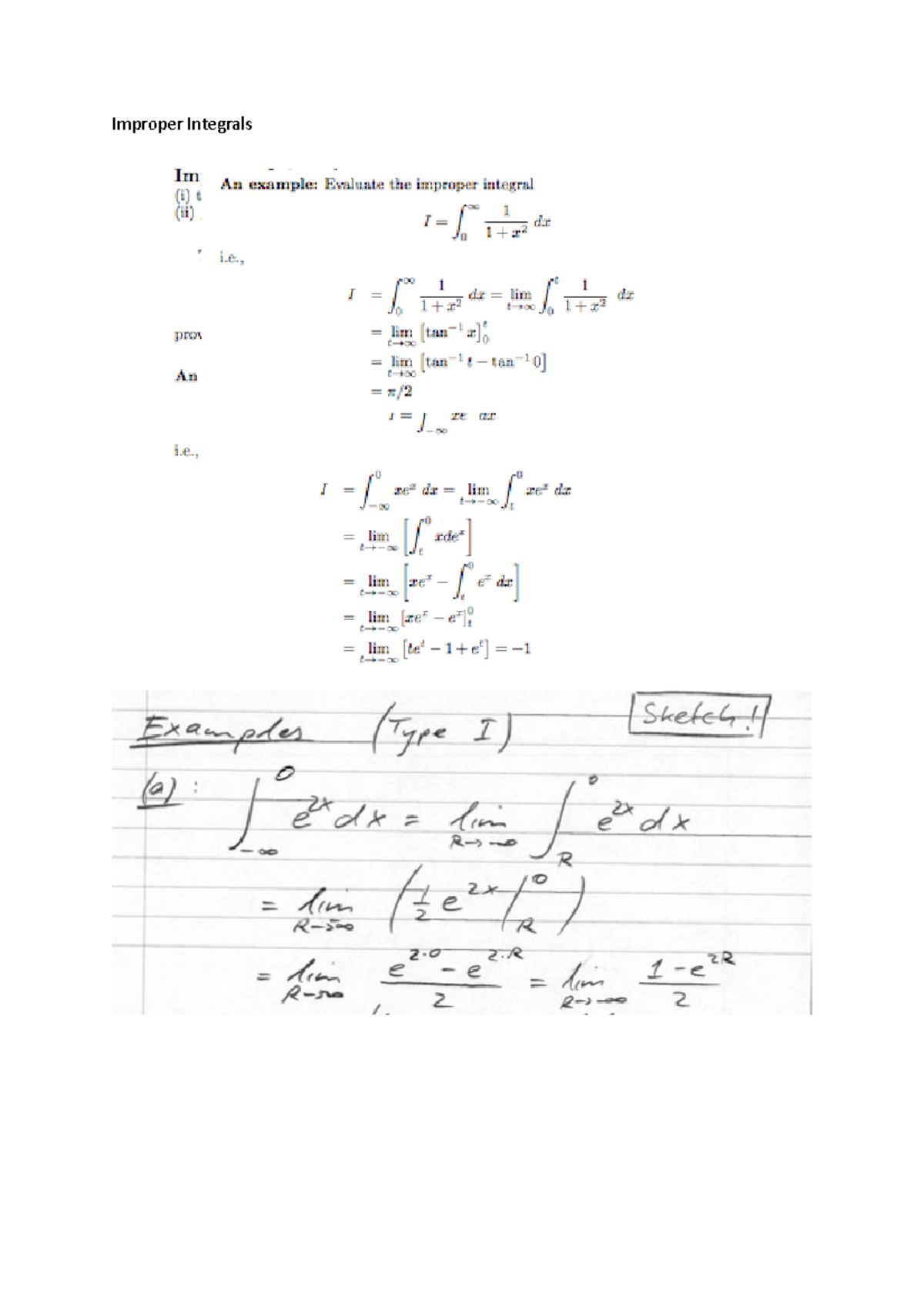 Improper Integrals - ECM2702 - Improper Integrals - Studocu