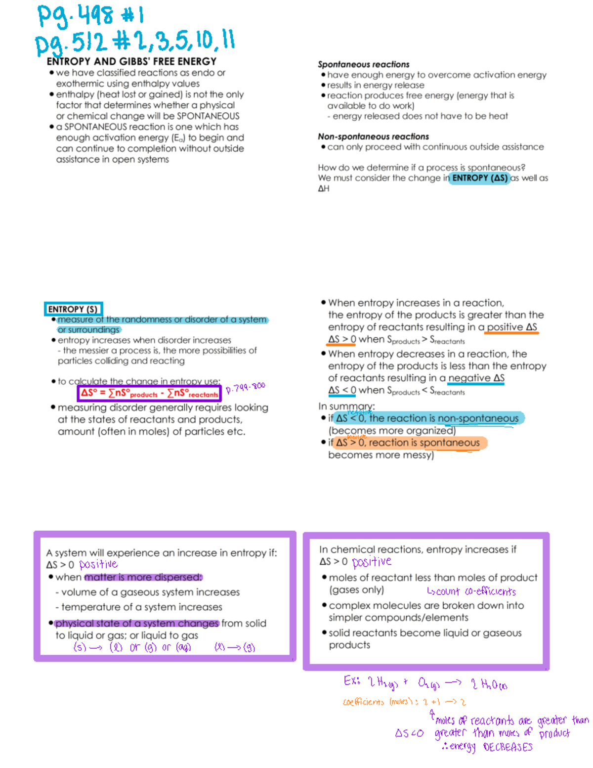 5.6 entropy and Gibbs free energy - pg . 498 # I pg. 512 # 2,3 , 5. p ...