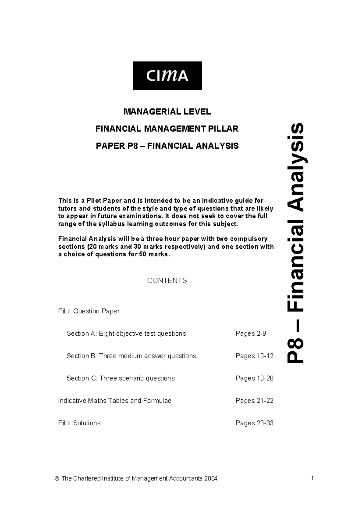 Paper P8 pilot paper - The Chartered Institute of Management ...