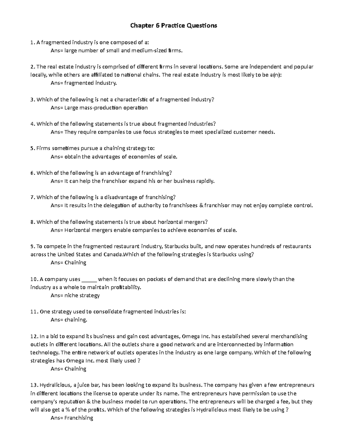 MGT 435 0- Ch 6 Practice Problems - Chapter 6 Practice Questions A ...
