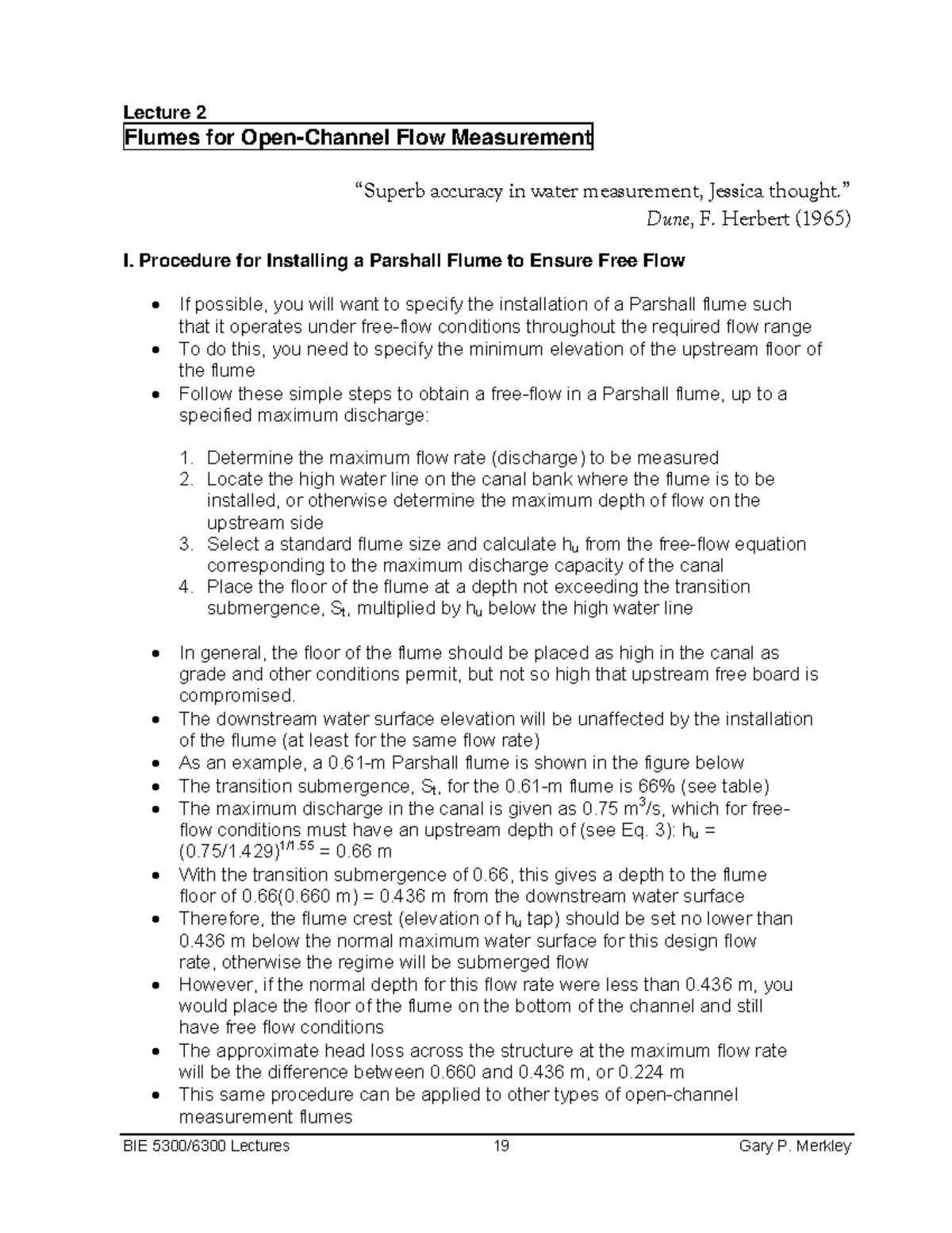2 flumes for open-channel flow measurement - Lecture 2 Flumes for Open ...