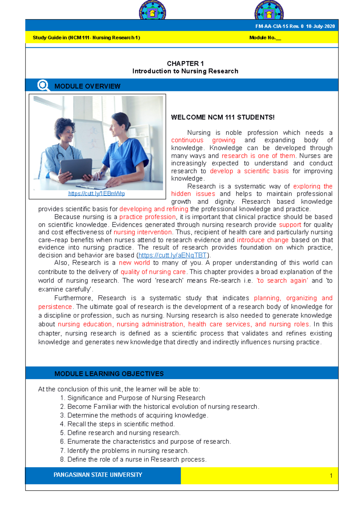 Study guide 1 in research - PANGASINAN STATE UNIVERSITY Study Guide in ...