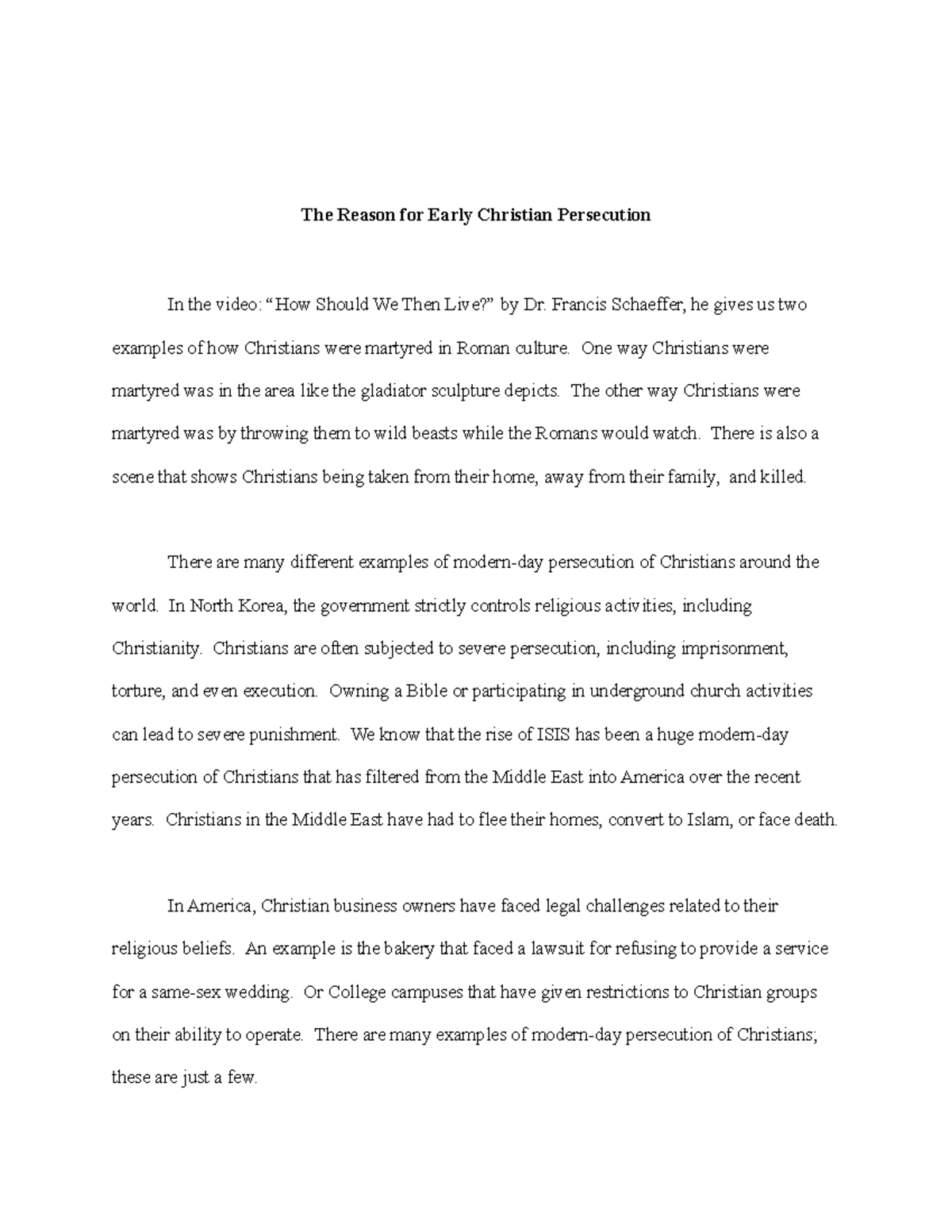 The Reason for Early Christian Persecution - Francis Schaeffer, he ...