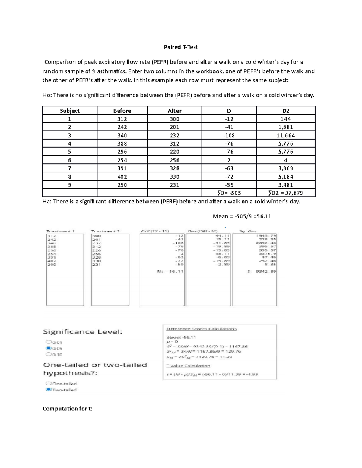 Stat 213a Applied Statistics 3 2 Exercise Paired T Test Paired T