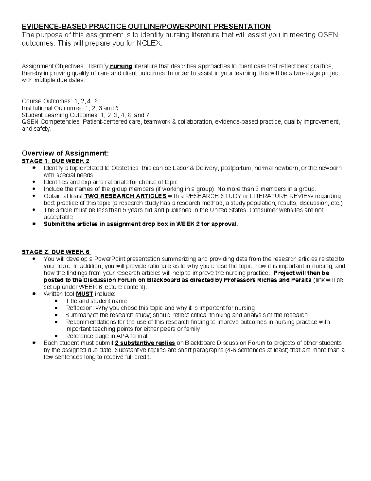 EBP Project Rubric N202Winter 2022 - Tagged - EVIDENCE-BASED PRACTICE ...