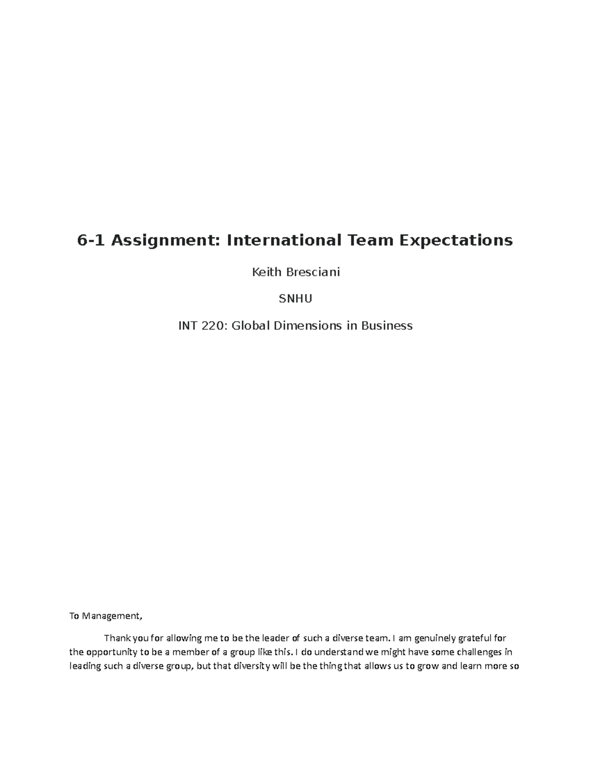 6-1 Assignment- International Team Expectations - I am genuinely ...