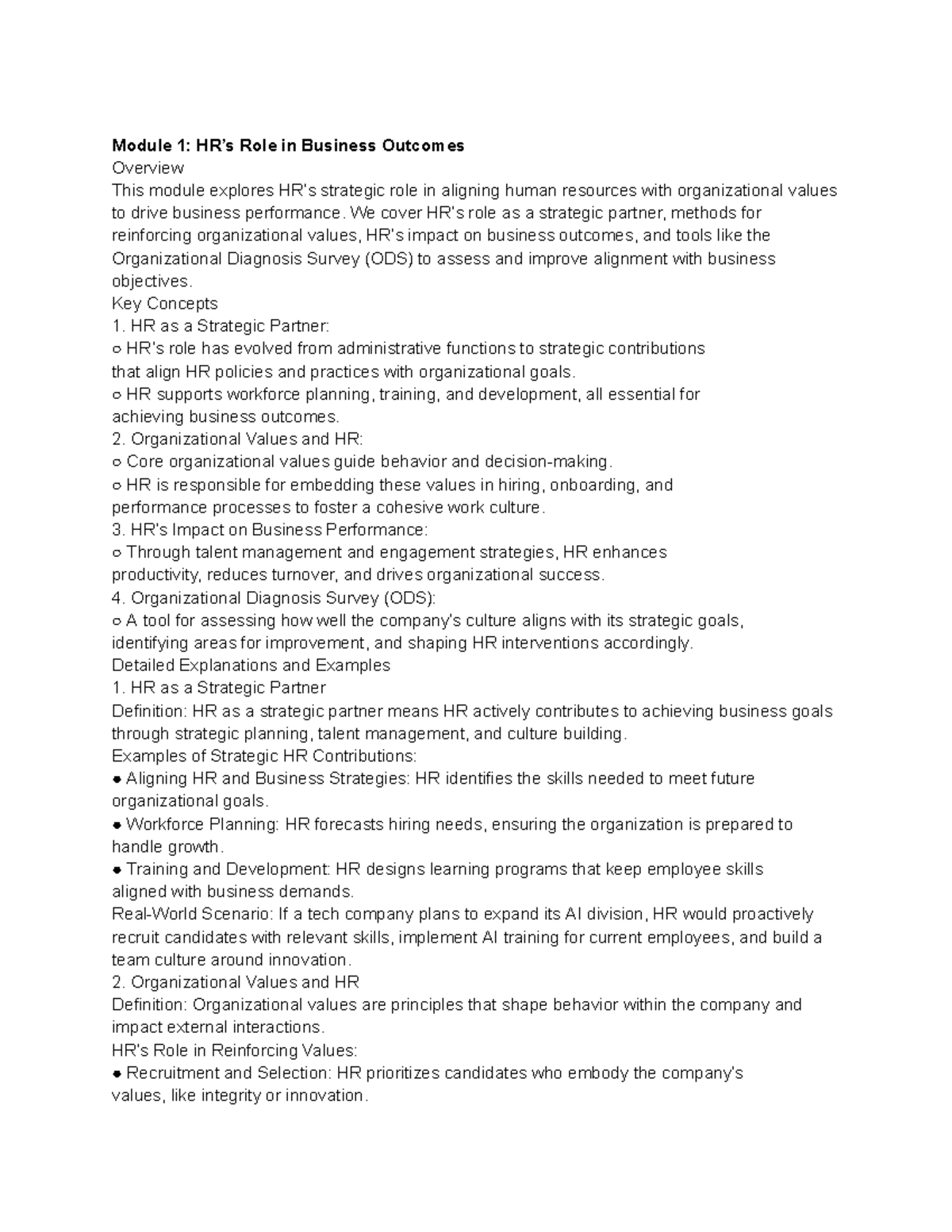 Module 1 HR’s Role in Business Outcomes - Module 1: HR’s Role in ...