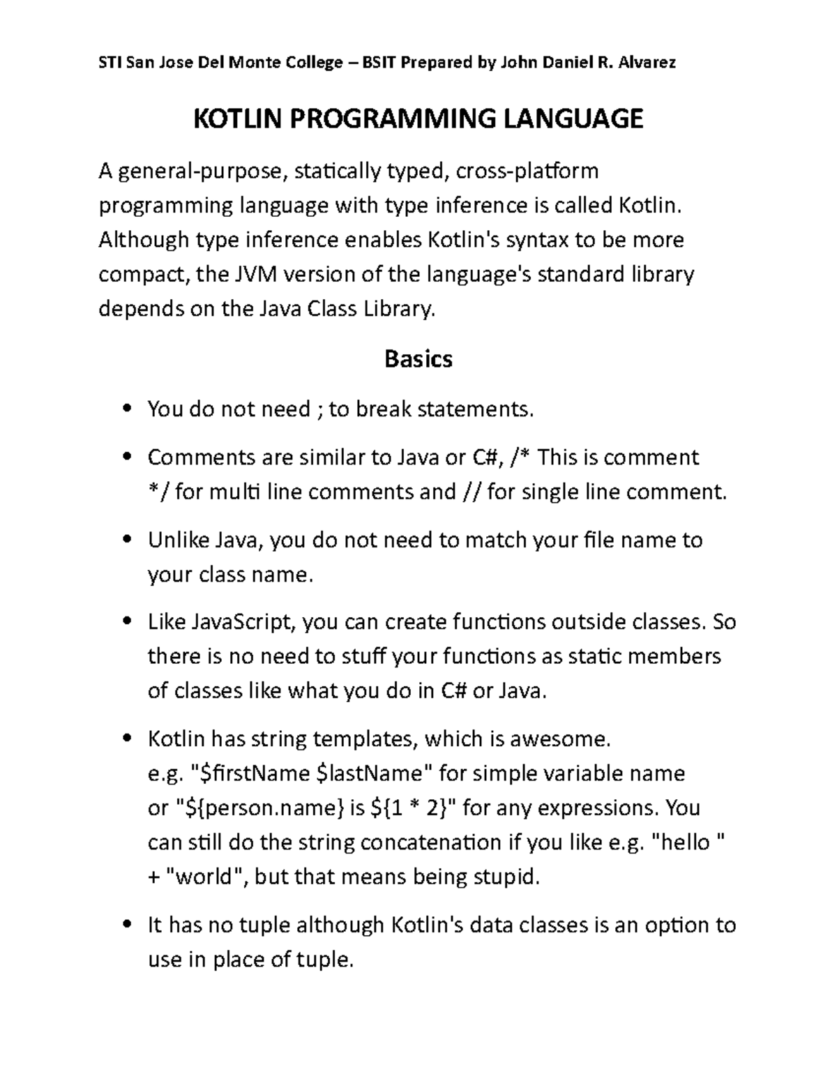 Kotlin Programming Language - KOTLIN PROGRAMMING LANGUAGE A general ...