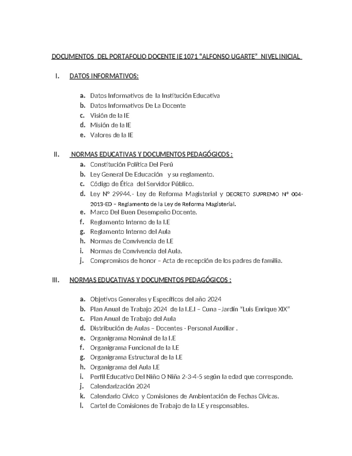 Portafolio Docente 2024 Propuesta - DOCUMENTOS DEL PORTAFOLIO DOCENTE ...
